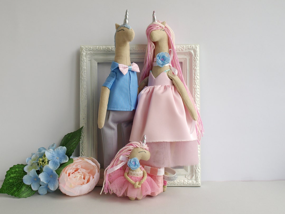 Unicorn Family Dolls, Dad Doll and Mom Doll, Play Doll Set, Family of ...