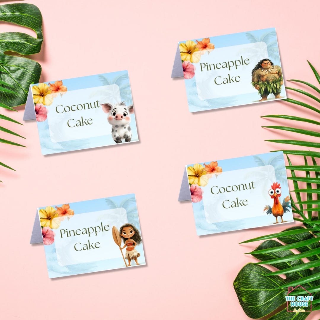 Moana Inspired Party Food Tent Labels - Party Food Labels - Moana Party ...