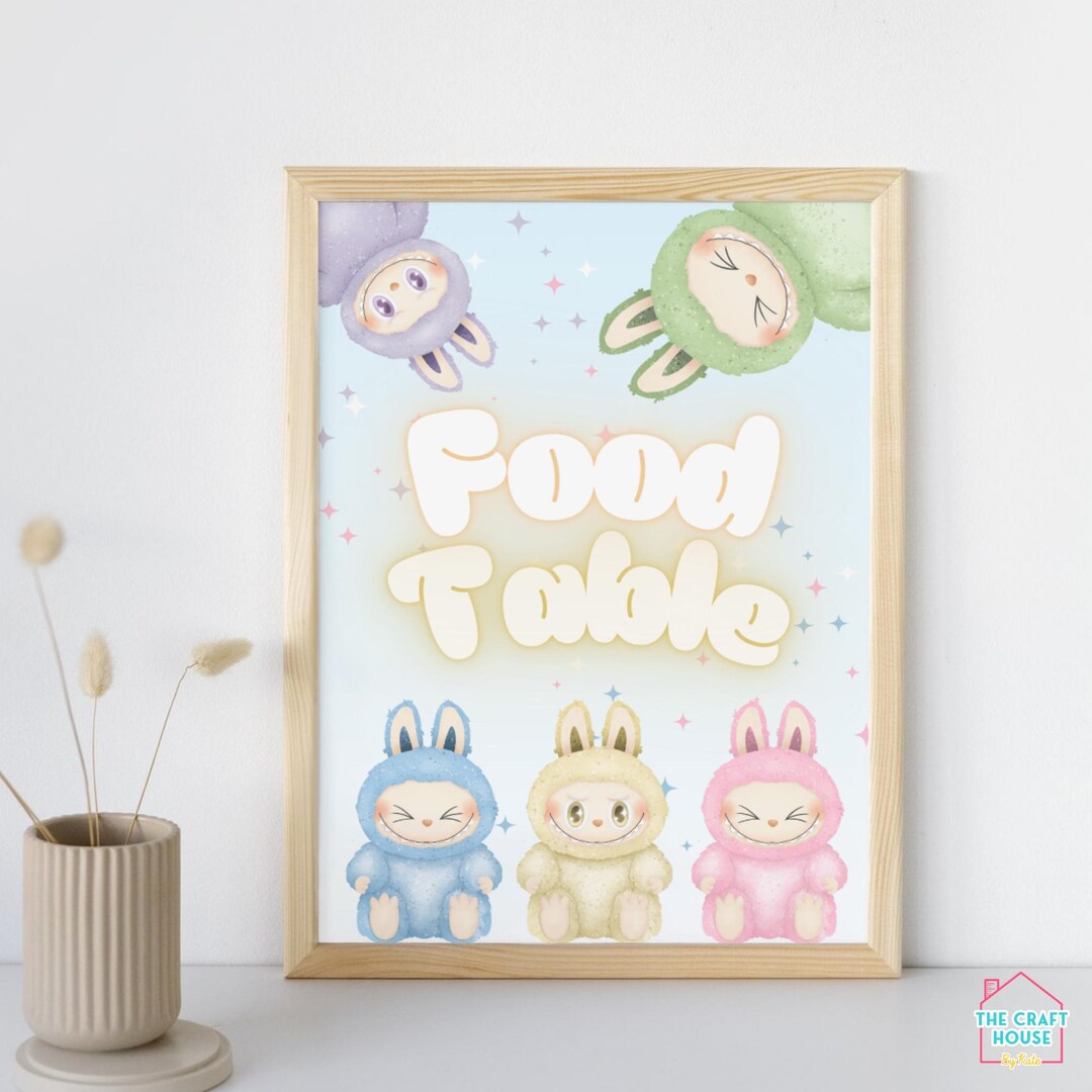 Labubu Inspired Party Decorations | Food Table Sign | Digital Download ...