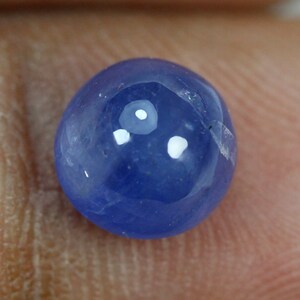 2.84 Carats! Blue Sapphire Cabochon. 7 MM Round Shape. Deep Blue Color ...