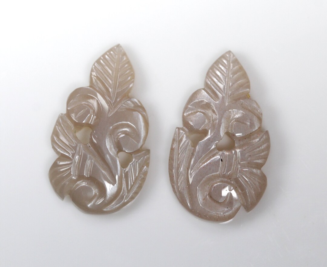 13.27 Carats! Natural Grey Moonstone Carving 21x12 MM Oval. Handmade ...