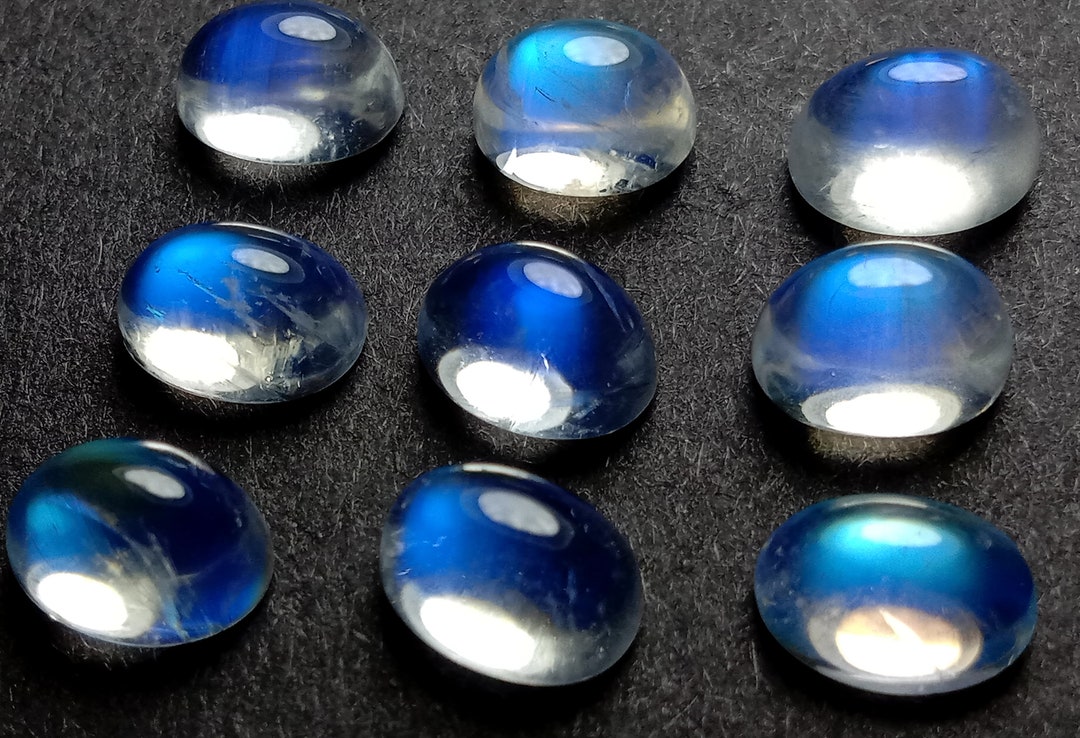 SUPERB Natural Blue/rainbow Moonstone. 8x6 MM Ovals. Calibrated Size ...
