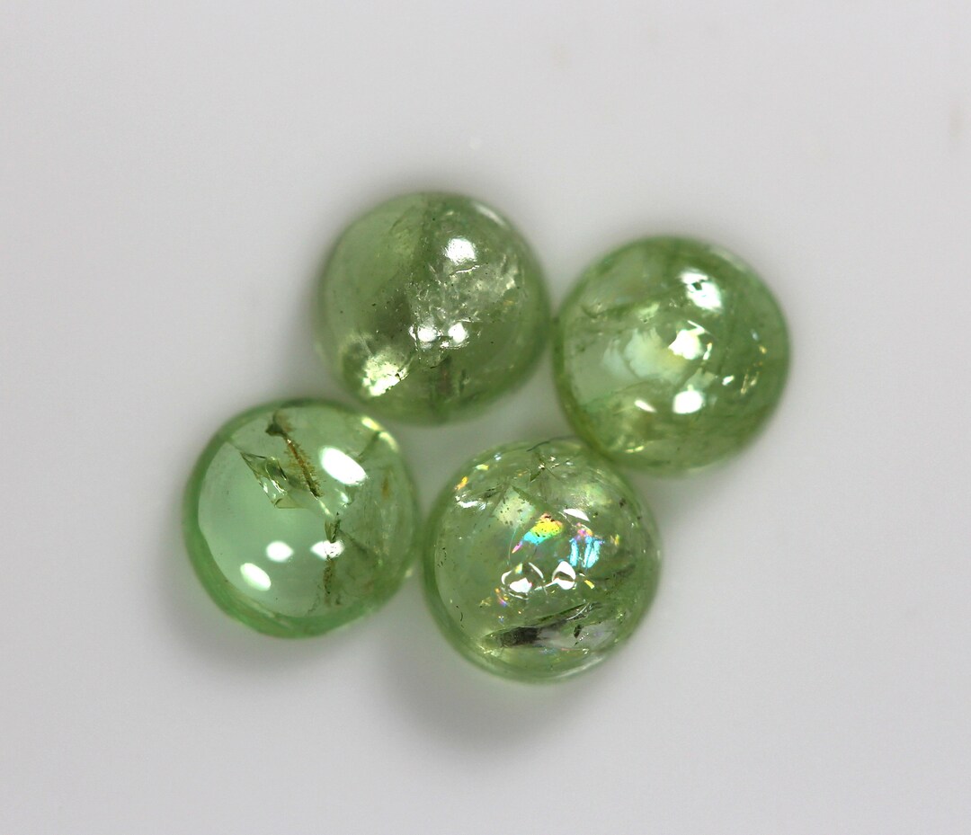 1.31 Carats! Natural Tsavorite Cabochon Lot. 4x4 MM Round Shape Lot ...
