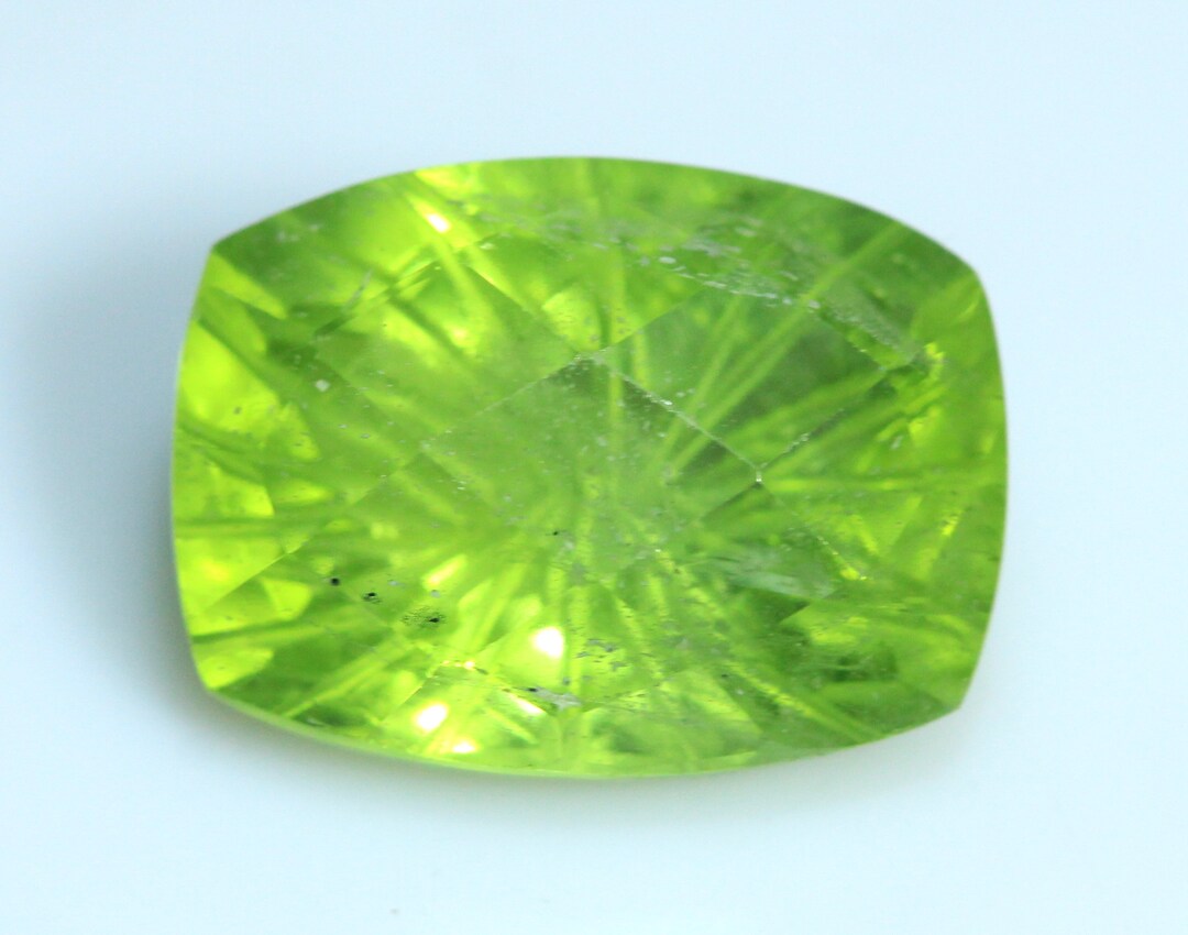 7.03 Carats Natural Peridot Carving. 13x10 MM Cushion Shape. Green ...