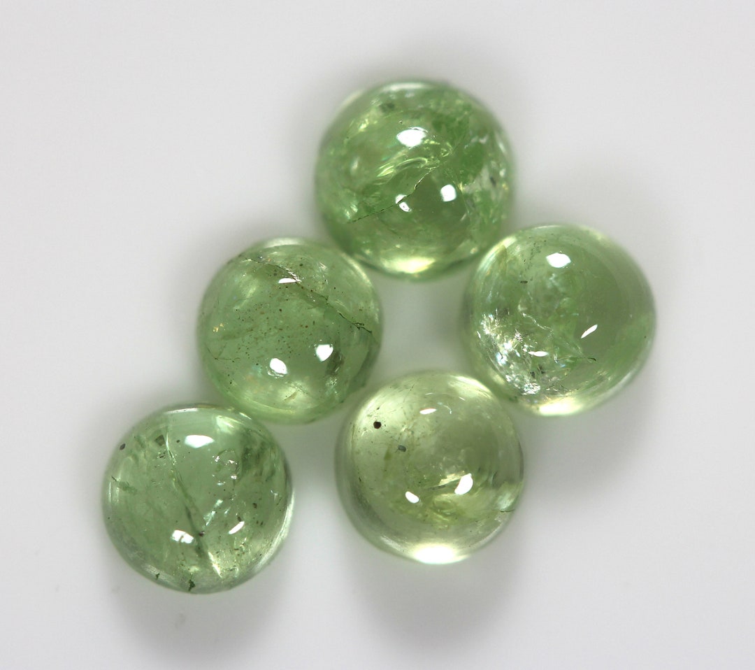 2.26 Carats Natural Tsavorite Cabochon Lot. 4.5x4.5 to 4x4 MM Round ...