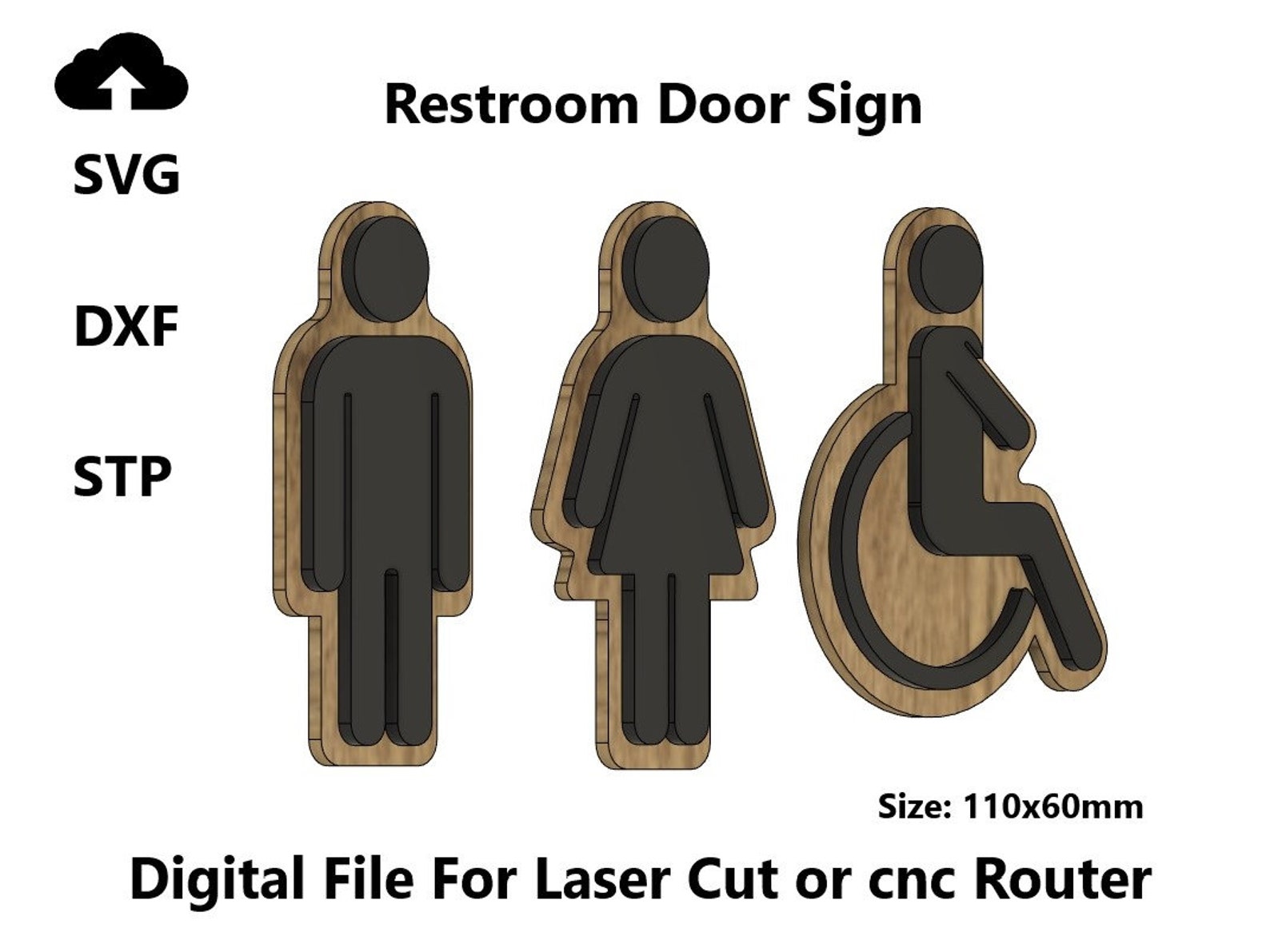 Laser Cut Restroom Sign File – SVG DXF STP Vector (digital File) - Etsy