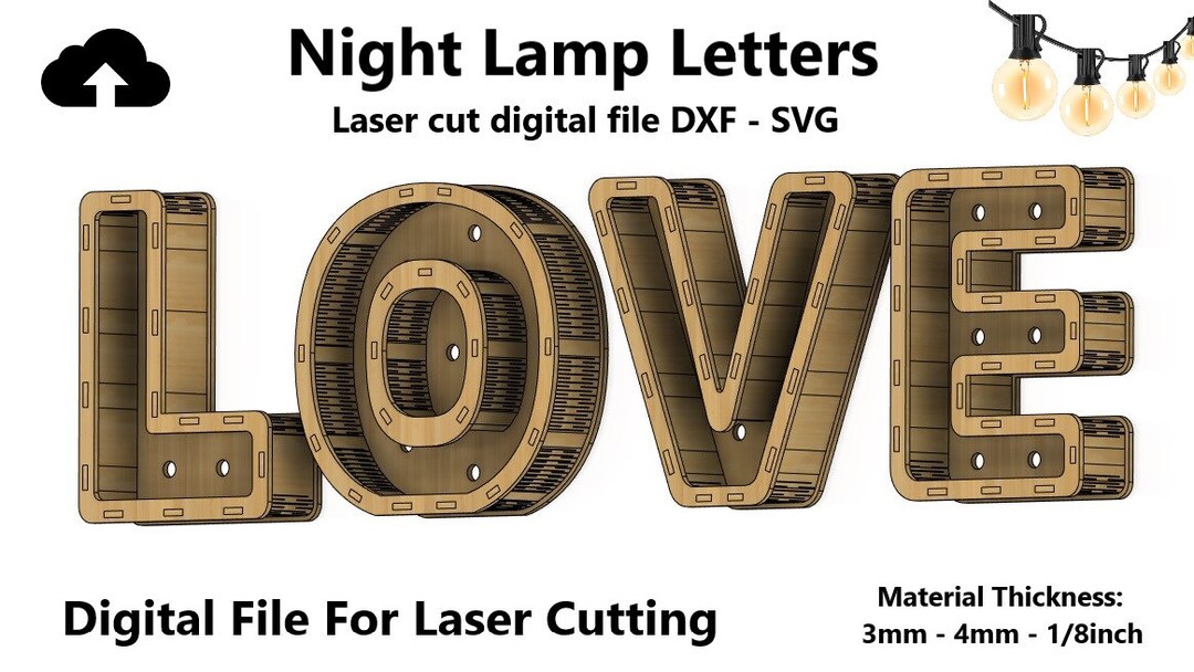 Night Lamp Letters – Laser Cut SVG DXF File (digital Download) - Etsy