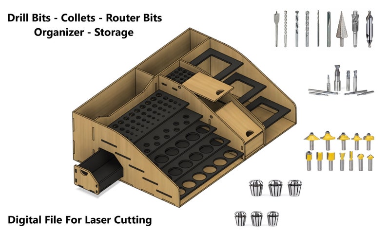Drill Bits Storage Workshop Tool Organizer - Digital File for Laser ...