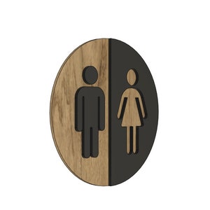 Bathroom WC Door Sign - Laser Cut File Svg Dxf - Restroom Toilet Signs ...