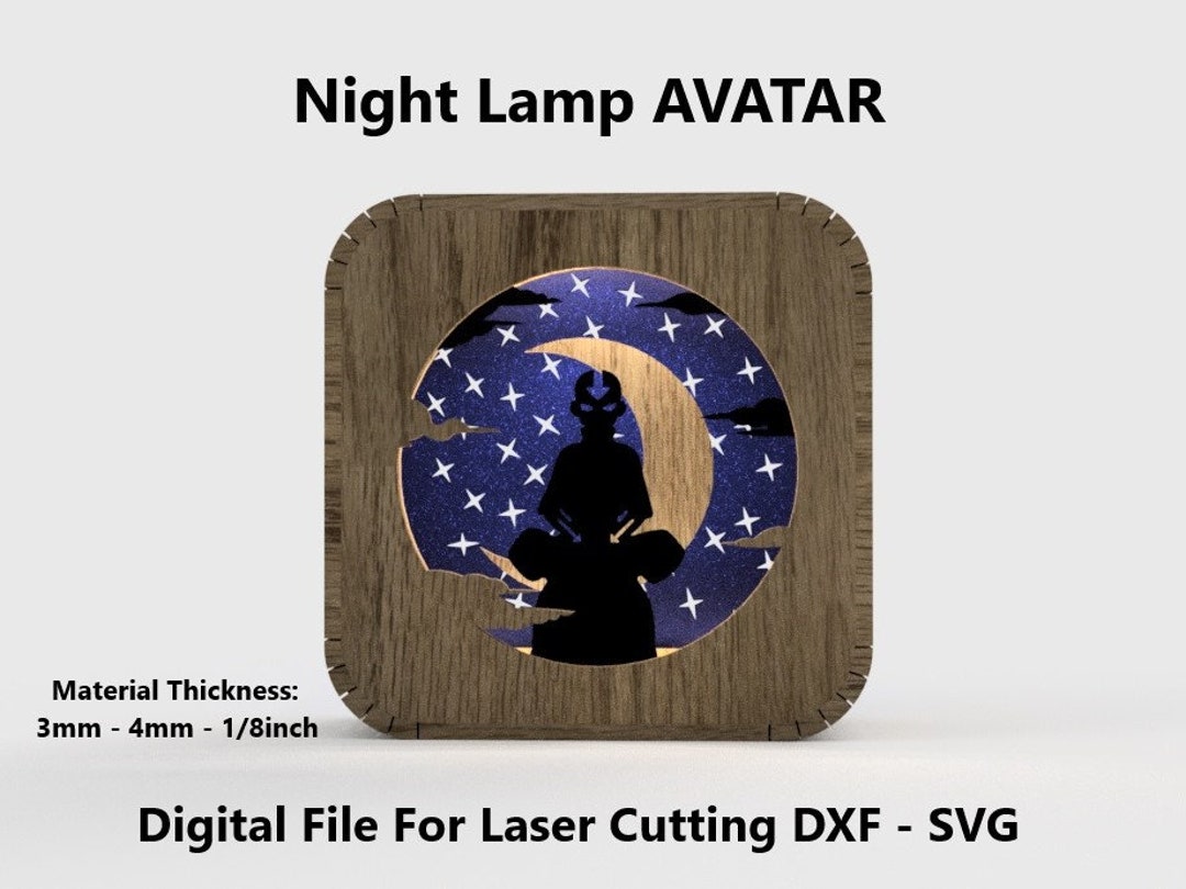 Night Lamp Digital Laser Cut File SVG DXF Cut Plan Wooden Light Box - Etsy