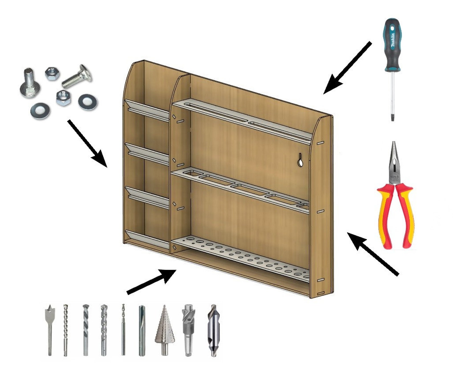 Tools Storage Drill Bits Holder - Digital File for Laser Cut SVG DXF ...