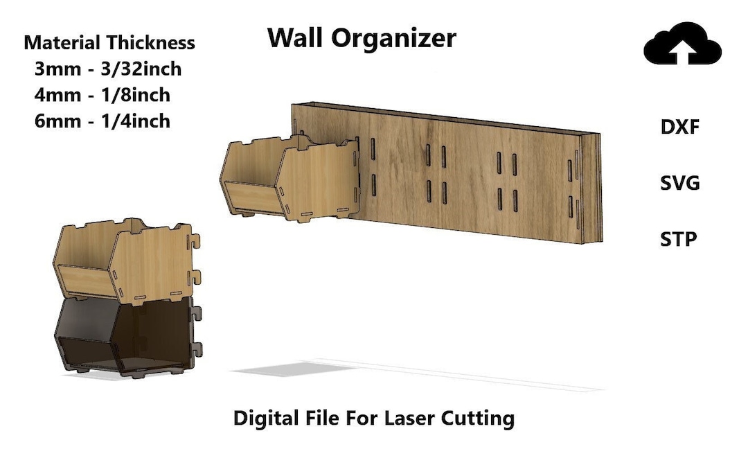 Wall Organizer Storage Box - Laser Cut Digital File SVG DXF CAD ...