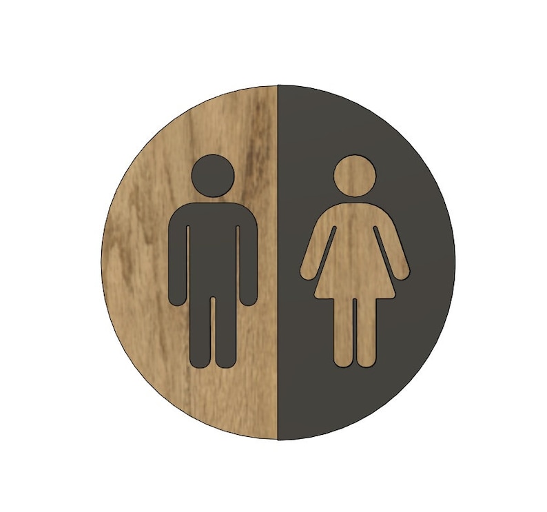 Bathroom WC Door Sign - Laser Cut File Svg Dxf - Restroom Toilet Signs ...