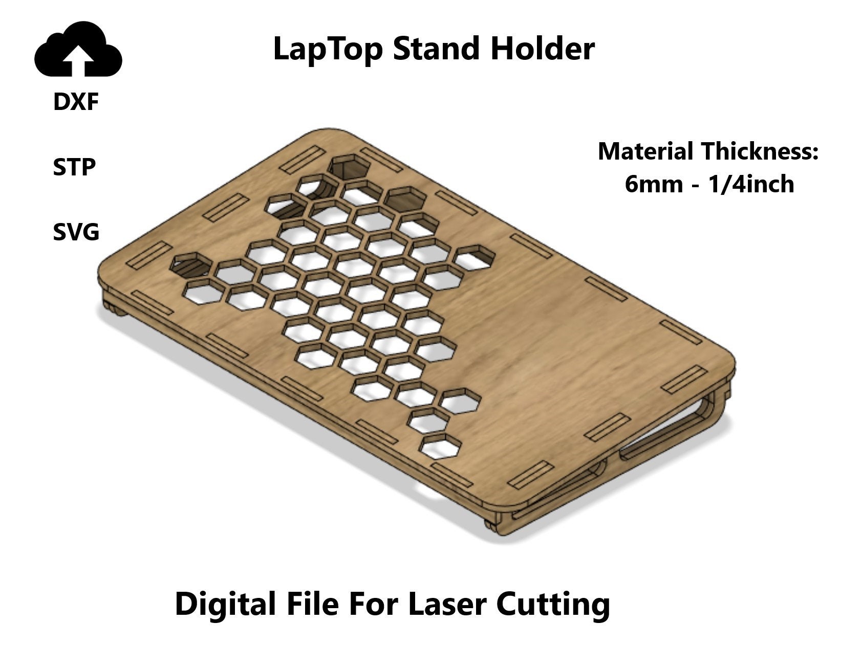 Laptop Stand Holder - Laser Cut File SVG DXF Vector Glowforge Cut Plan ...