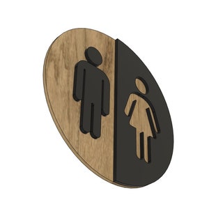 Bathroom WC Door Sign - Laser Cut File Svg Dxf - Restroom Toilet Signs ...
