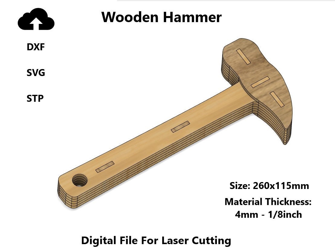 Wooden Hammer Tool - Laser Cut DXF SVG Digital File - Workshop Tools - Etsy