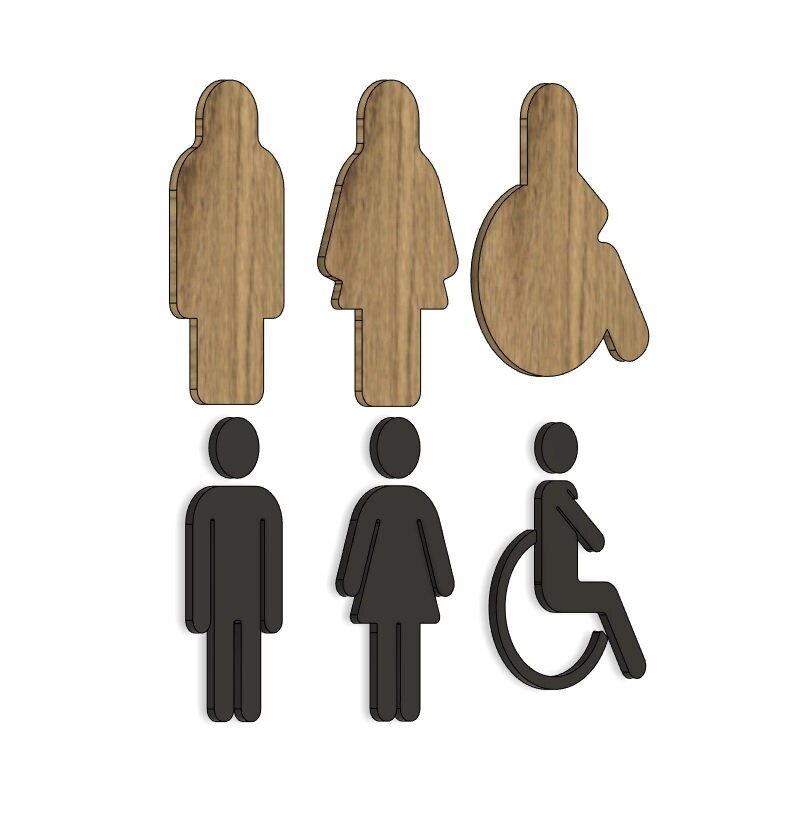 Restroom Door Sign Laser Cut File Svg Dxf Bathroom Toilet WC Figure ...