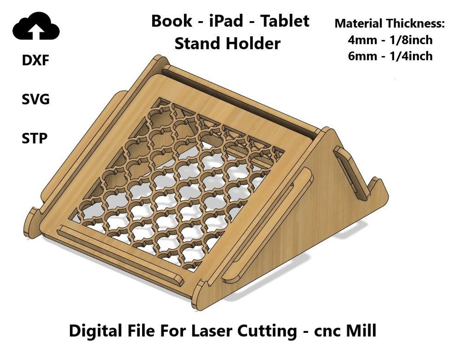 Desktop Organizer Book Stand - Laser Cut File Svg Dxf Vector Cut Files ...