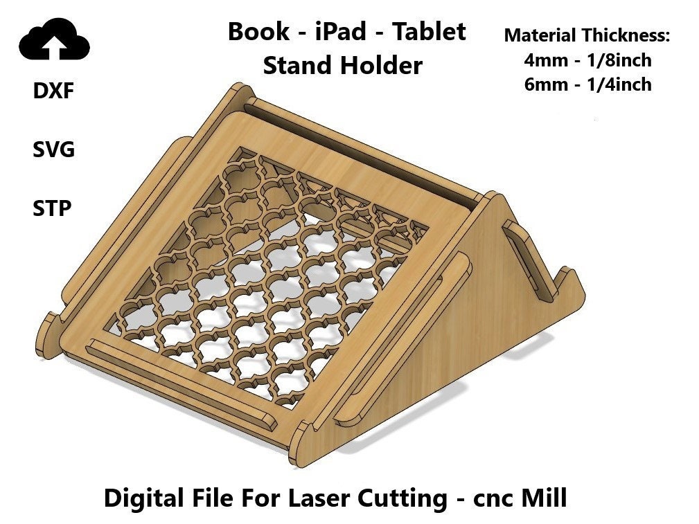 Desktop Organizer Book Stand - Laser Cut File Svg Dxf Vector Cut Files ...