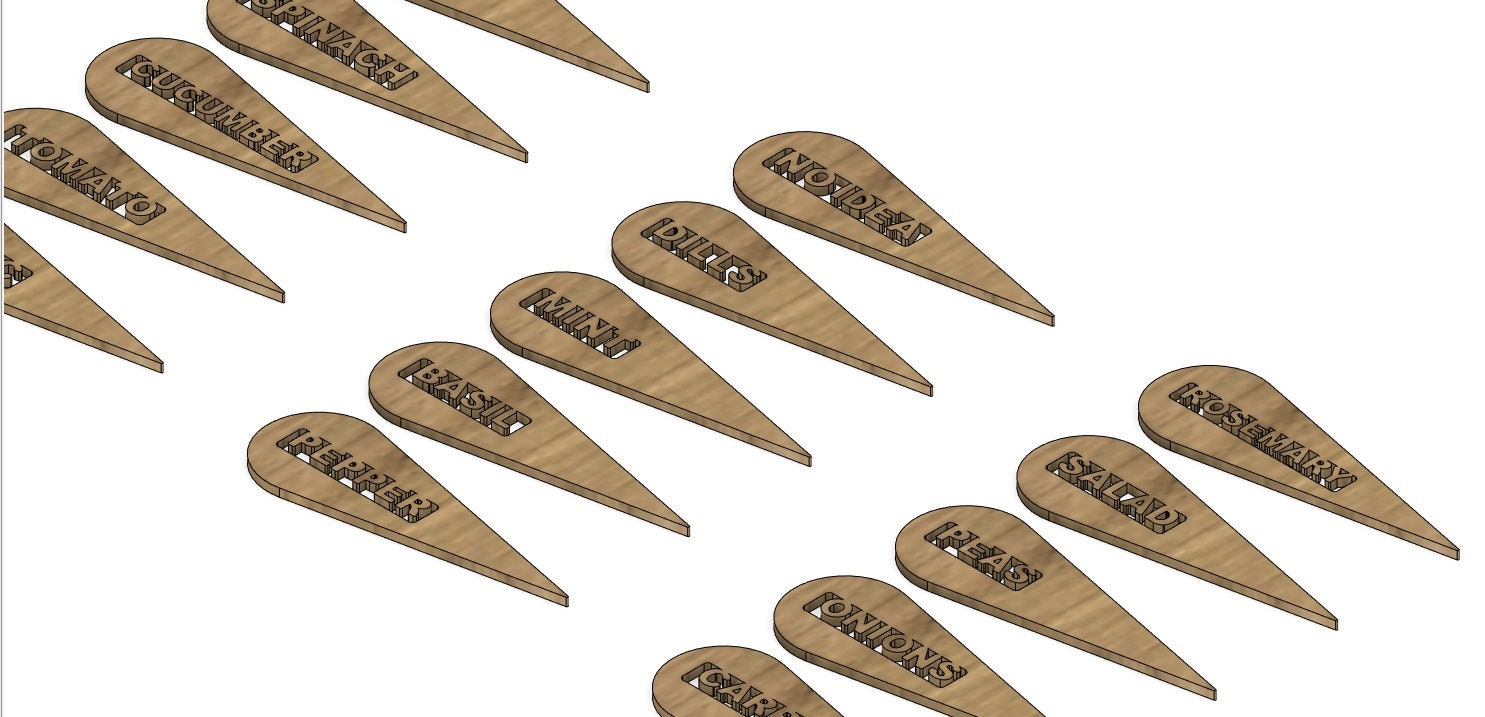 Garden Wooden Name Stick Digital File for Laser Cutting Garden Stakes ...