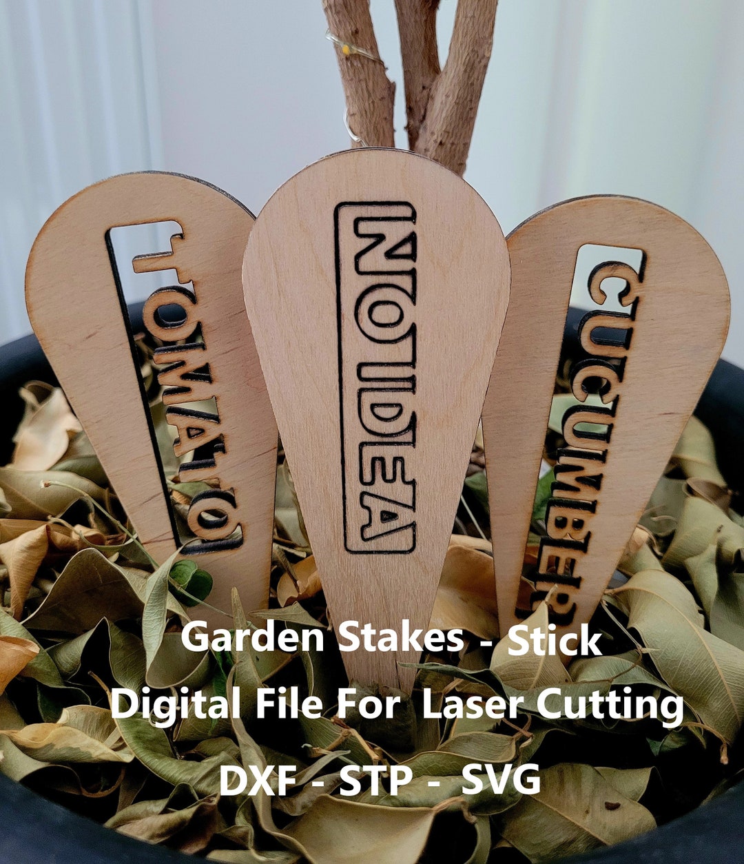 Garden Wooden Name Stick - Digital File for Laser Cutting - Garden ...