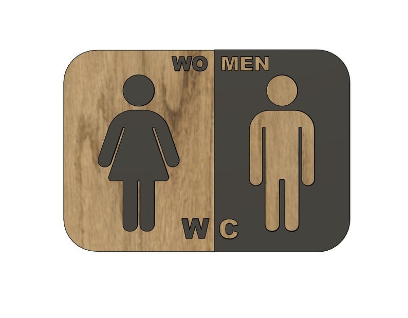 Bathroom WC Door Sign Laser Cut File Svg Dxf Restroom - Etsy