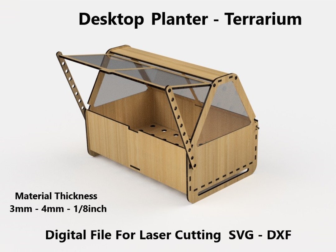 Planter Terrarium - Laser Cutting Digital File SVG DXF - Desktop Garden ...