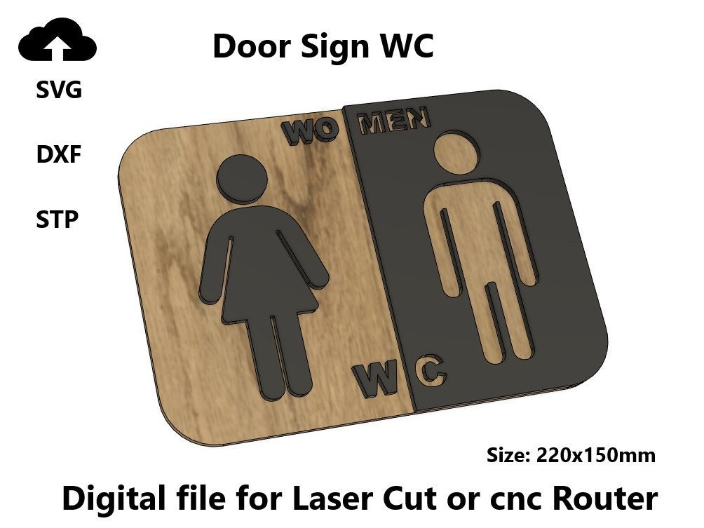 Bathroom WC Door Sign Laser Cut File Svg Dxf Restroom - Etsy