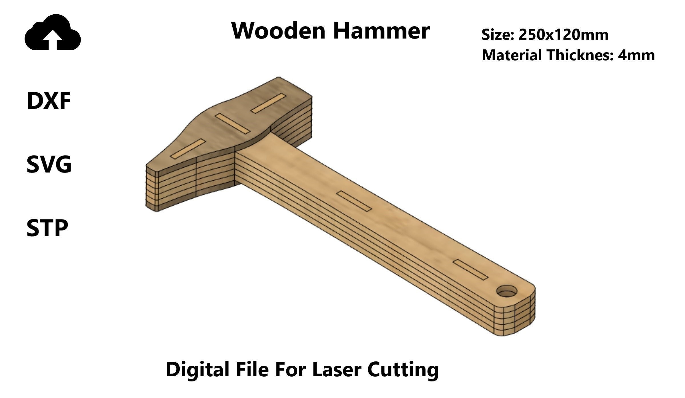 Wooden Hammer Hand Tool - Laser Cutting Digital File Dxf Svg Workshop ...