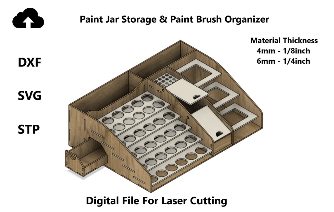 Laser Cut Paint Brush Organizer – Digital File (SVG, DXF, STP) - Etsy