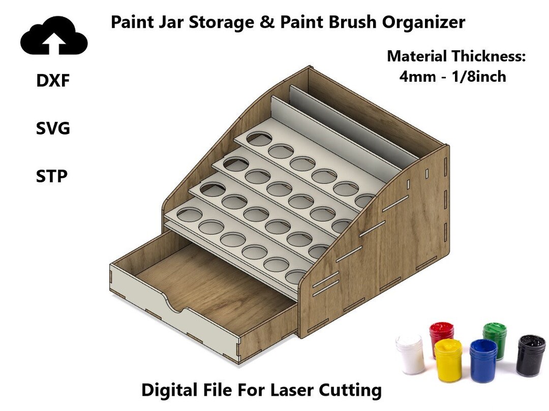 Paint Jar Storage Painters Organizer - Laser Cut Digital File SVG DXF ...
