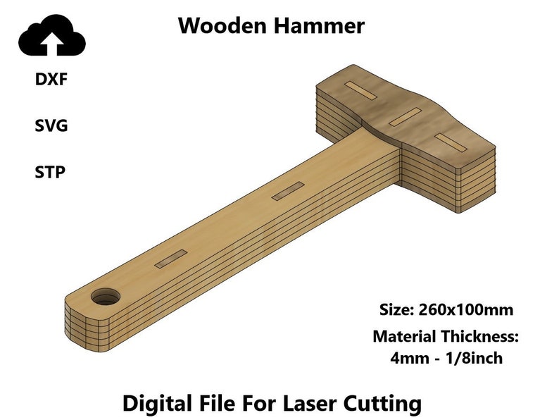 Wooden Hammer Tool - Laser Cut File Dxf Svg Cut Plan Digital Files ...