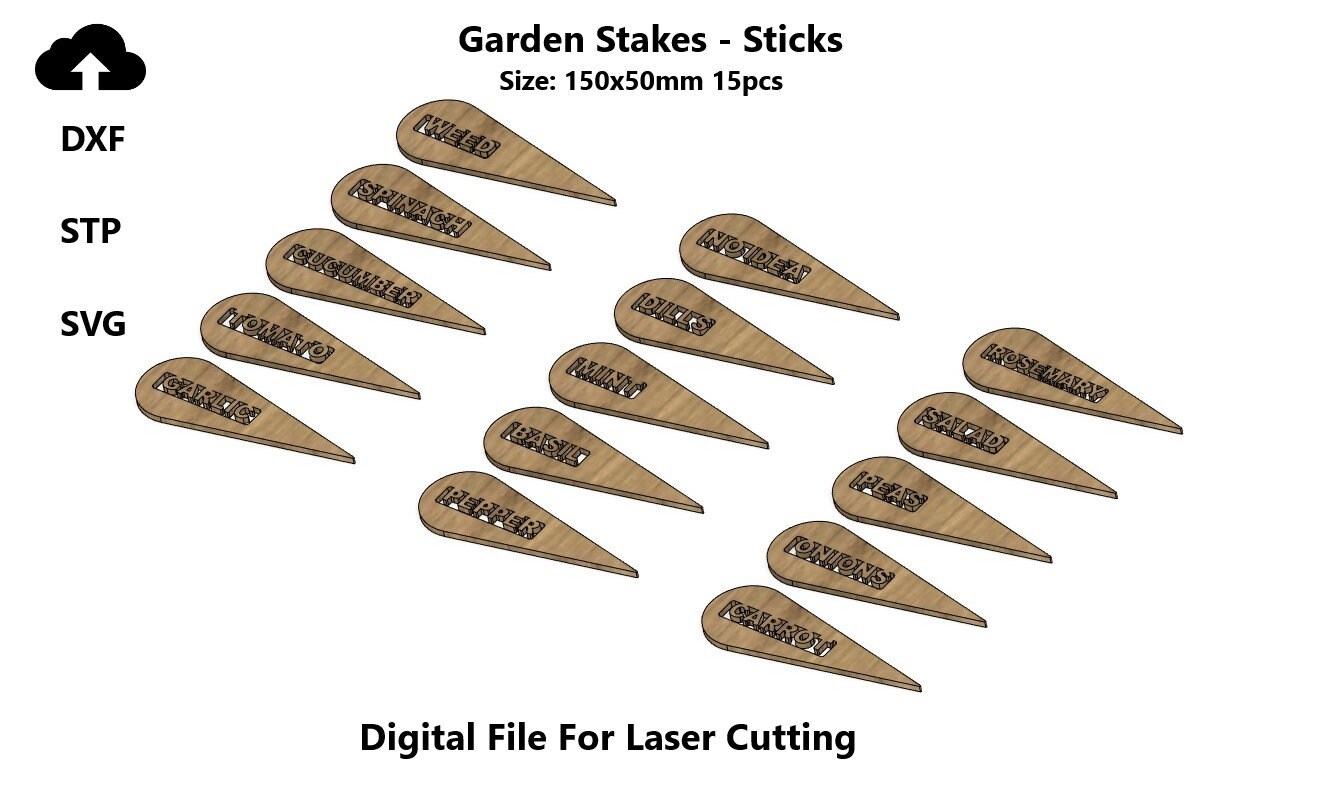 Garden Wooden Name Stick - Digital File for Laser Cutting - Garden ...