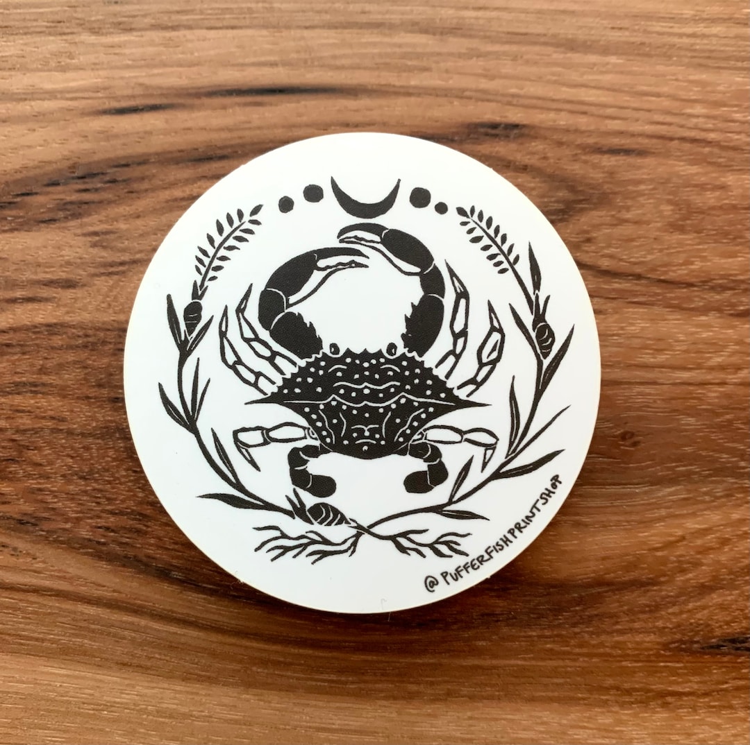 Blue Crab - Vinyl Sticker - Original Block Print Art - Etsy