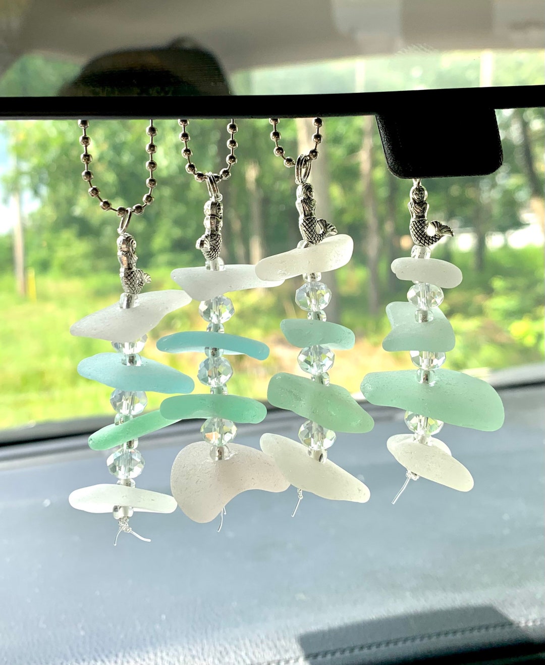 Mermaid Car Accessory, Sea Glass Art, Mermaid Gifts, Beach Glass, Car ...