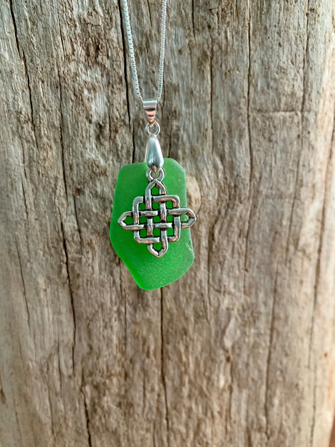 Sea Glass Necklace, Sterling Silver Jewelry, Irish & Celtic Gifts, Sea ...