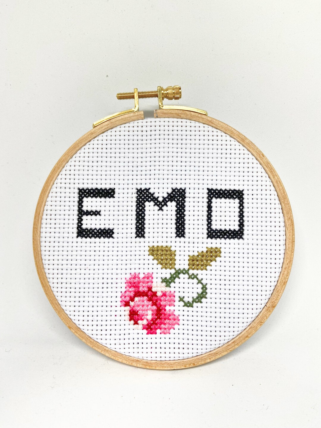 EMO / Cross-stitch Hoop / Handmade Wall Art Home Decor / Alternative ...