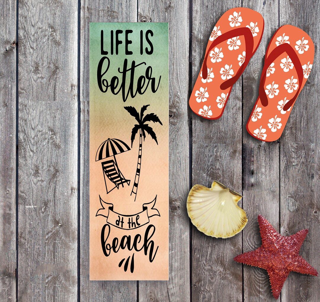 Letrero de Wood Beach, La vida es mejor en la playa, Letrero de playa ...