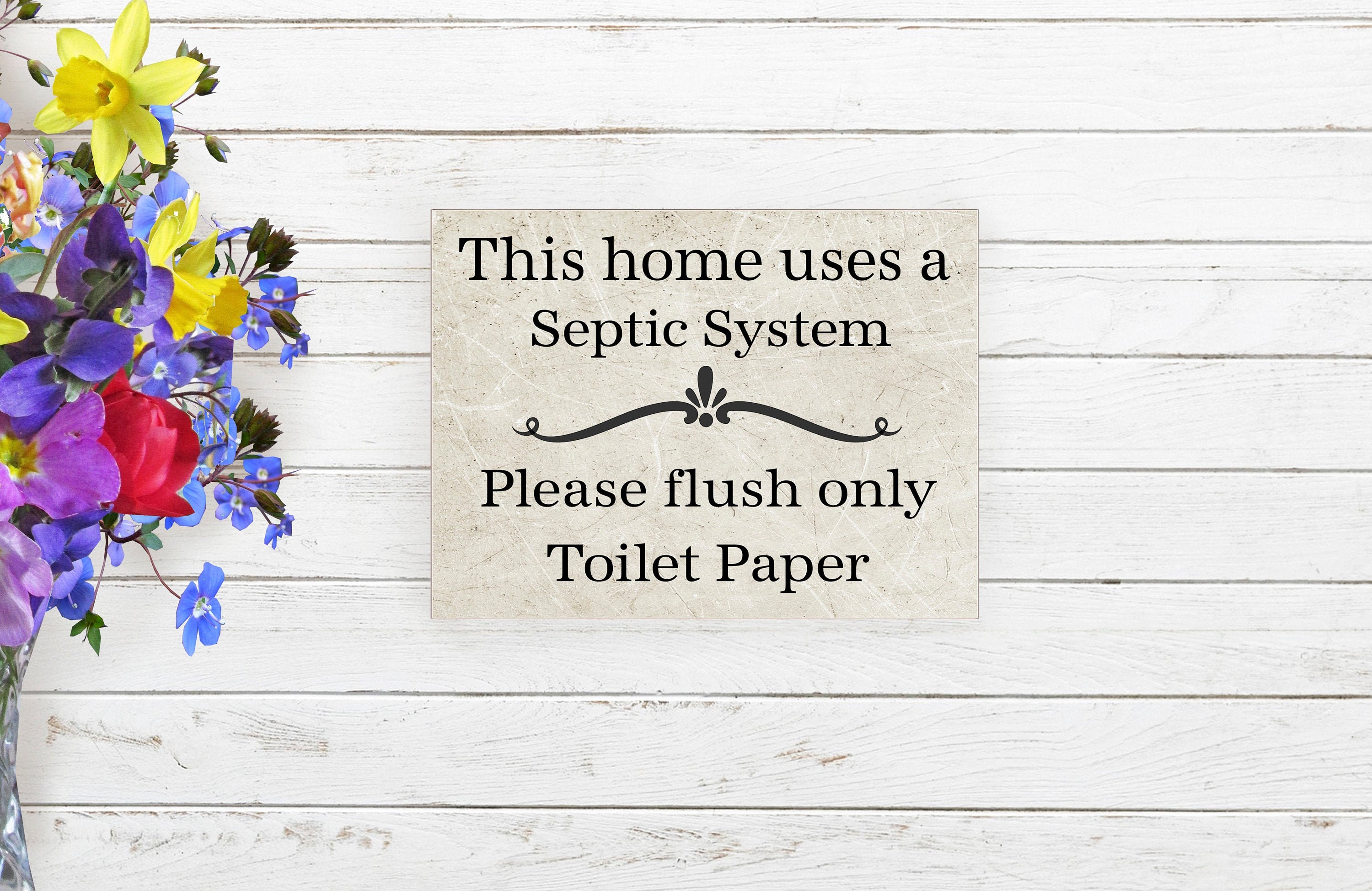 Wood Bathroom Sign This Home Uses a Septic System Please - Etsy