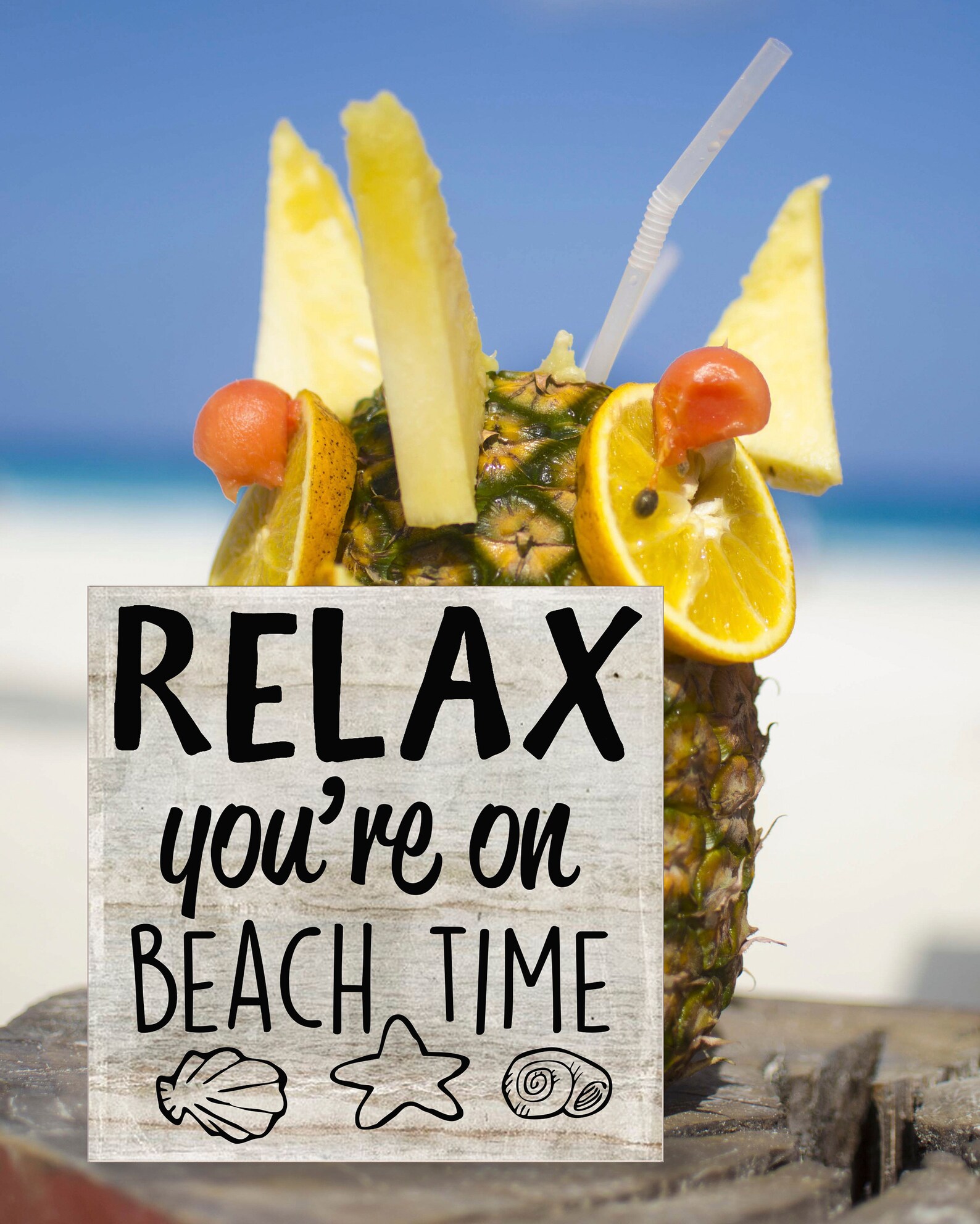 Wood Beach Sign Relax You're on Beach Time Beach Sign - Etsy