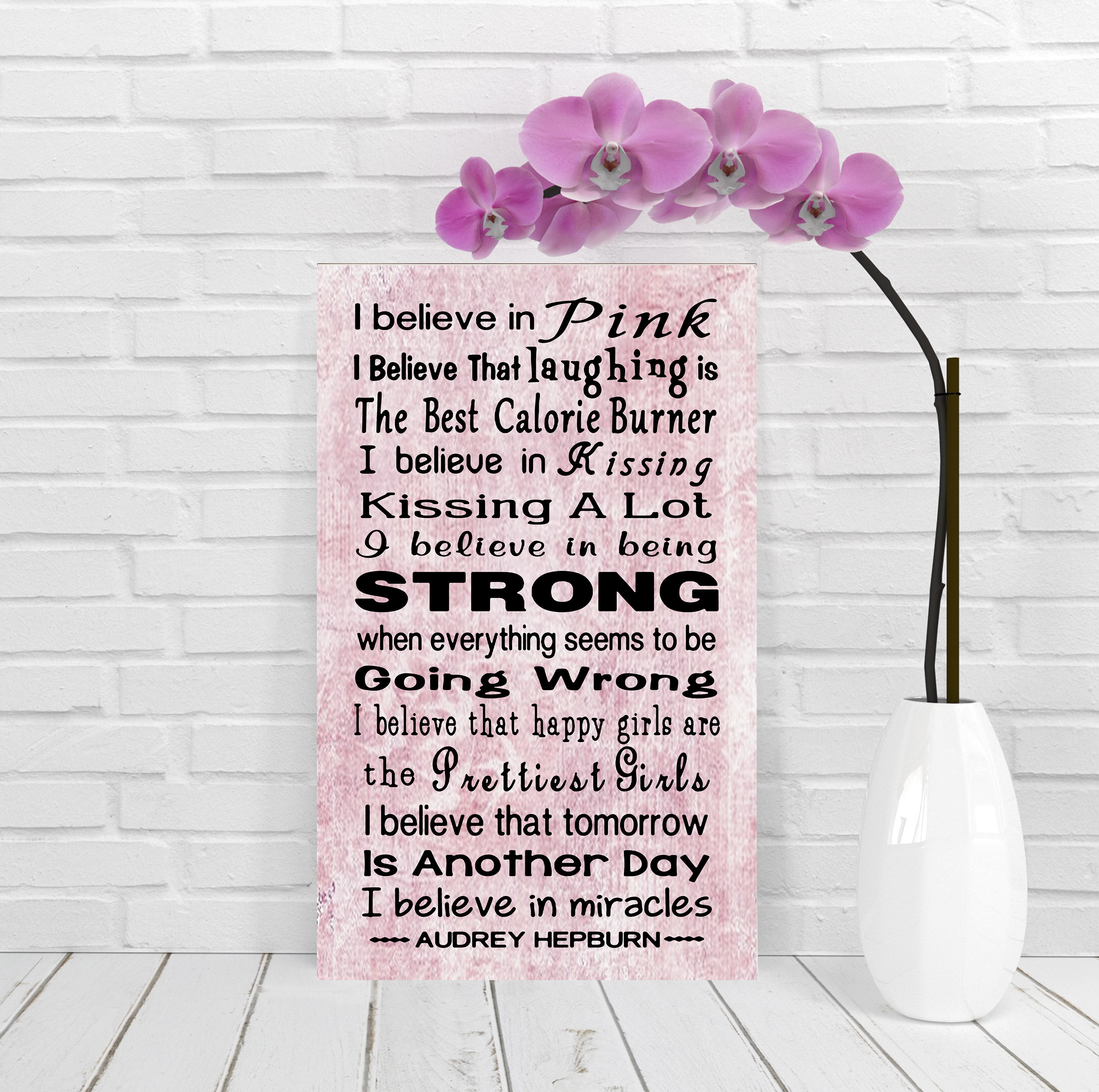Audrey Hepburn Quote Wallpaper I Believe In Pink