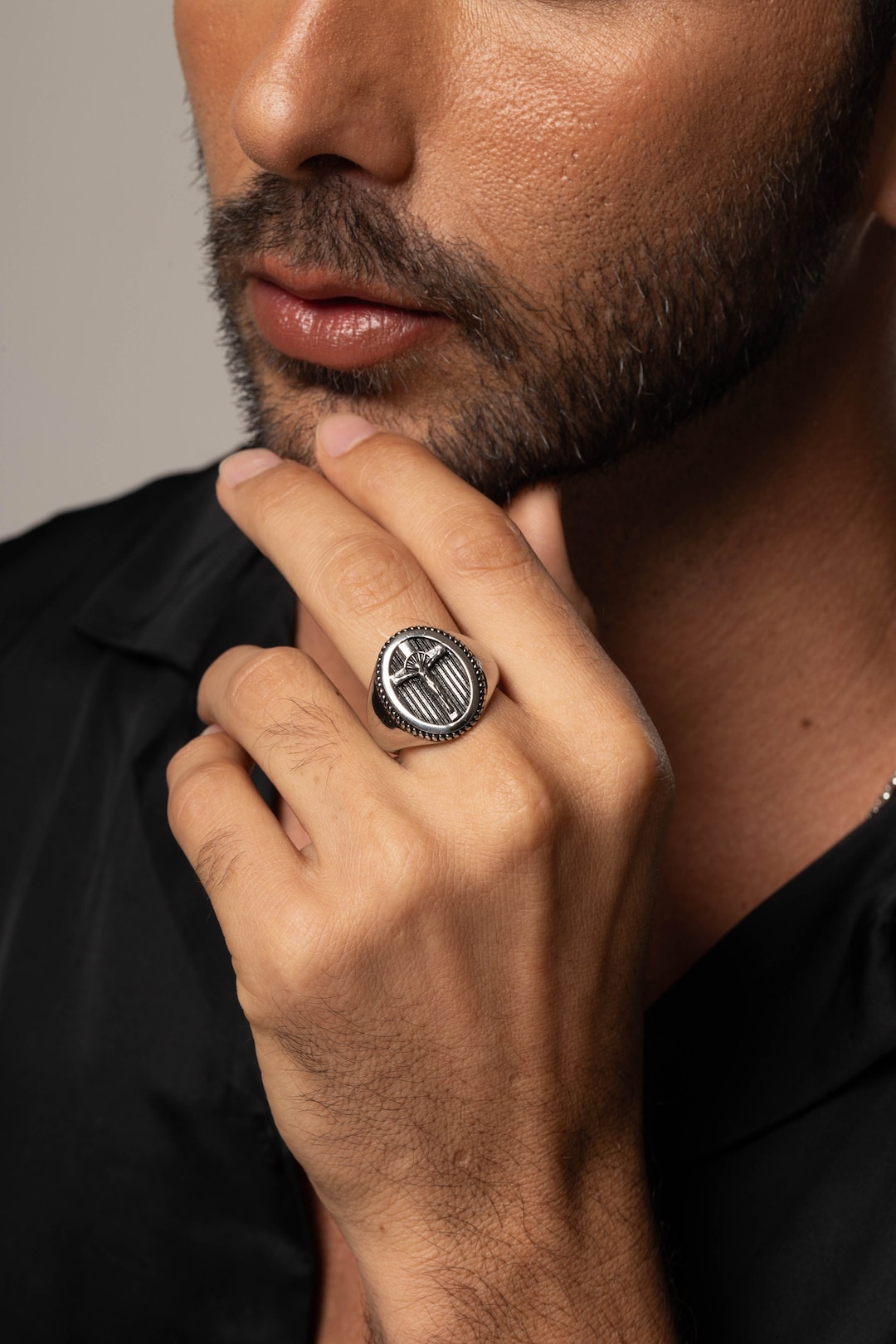 Men’s Cross Ring, Cross Signet Stackable Statement Ring, Men’s Cross ...