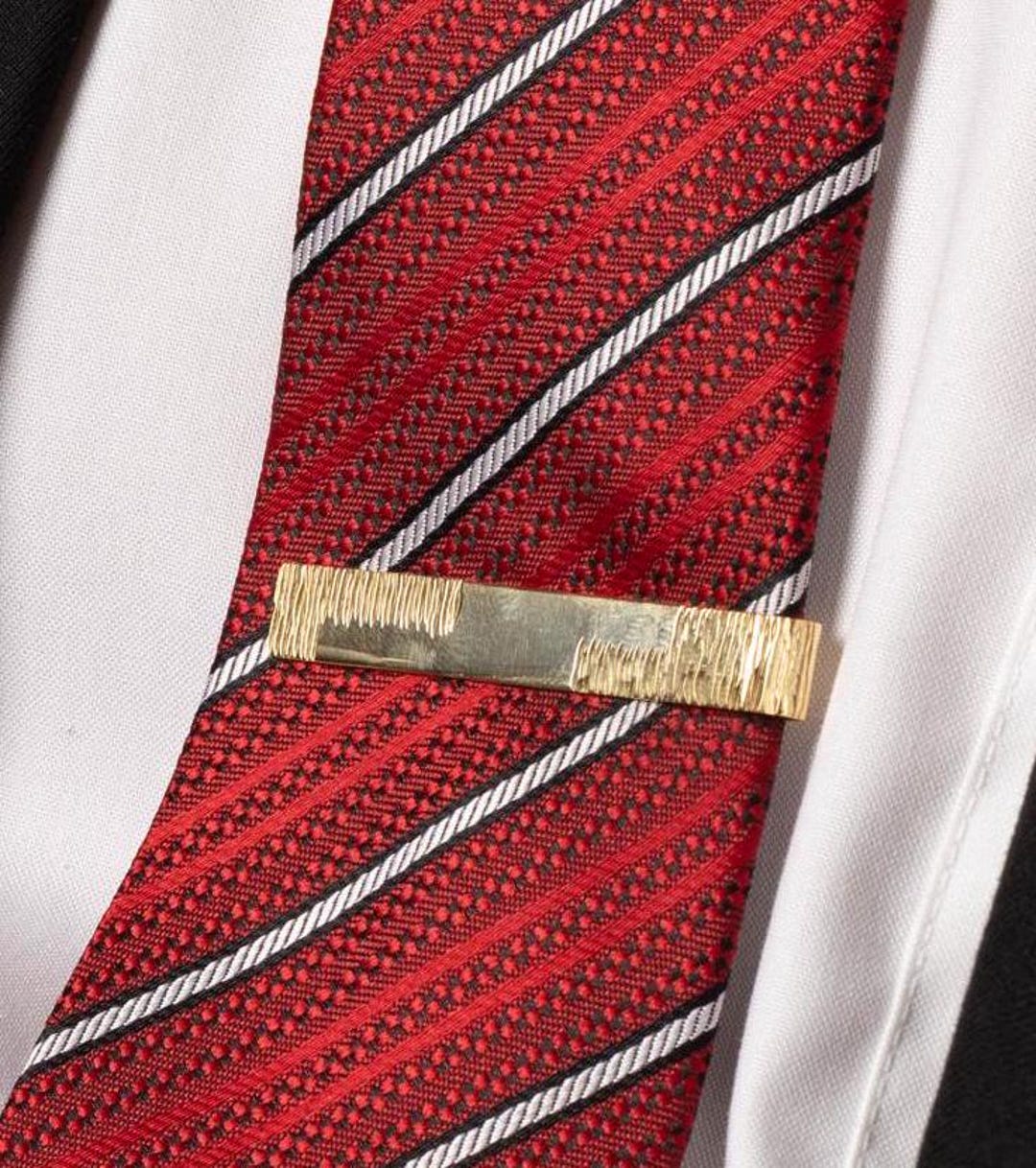 Diamond Cut Tie Clip for Men's, Patterned Tie Clip, Modern Tie Bar ...