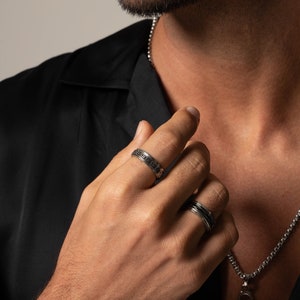 Men's Spinner Ring, Unique Fidget Ring for Men, Anxiety Stress ...