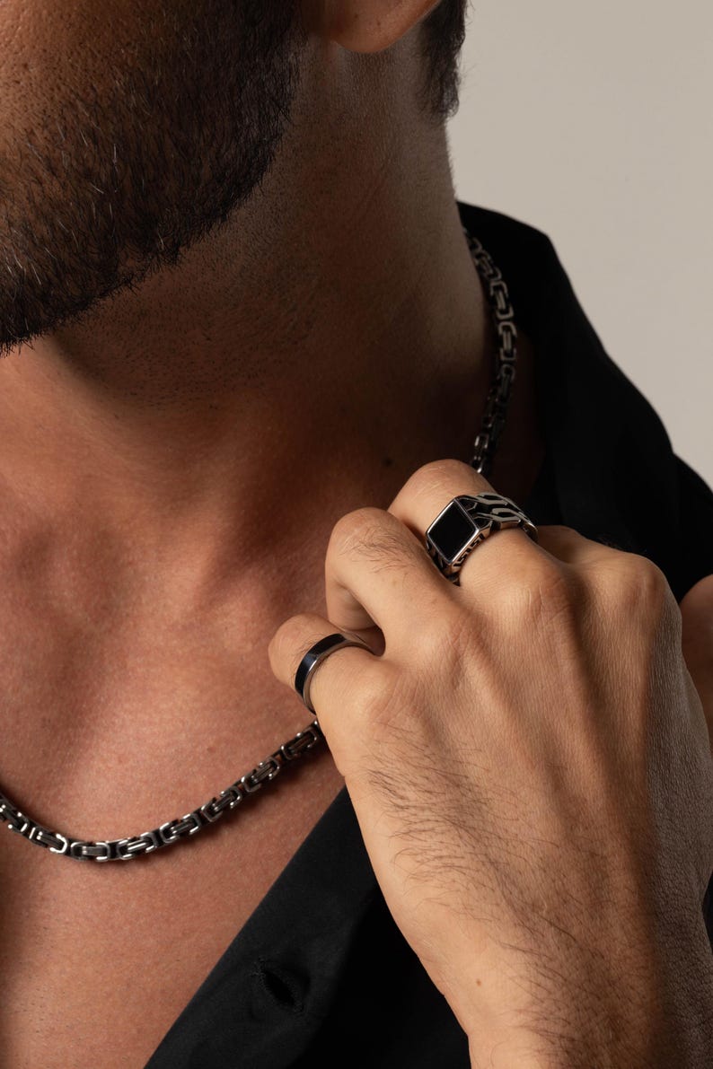 Bold Byzantine Men's Link Chain Necklace, 5mm Men Stainless Steel ...