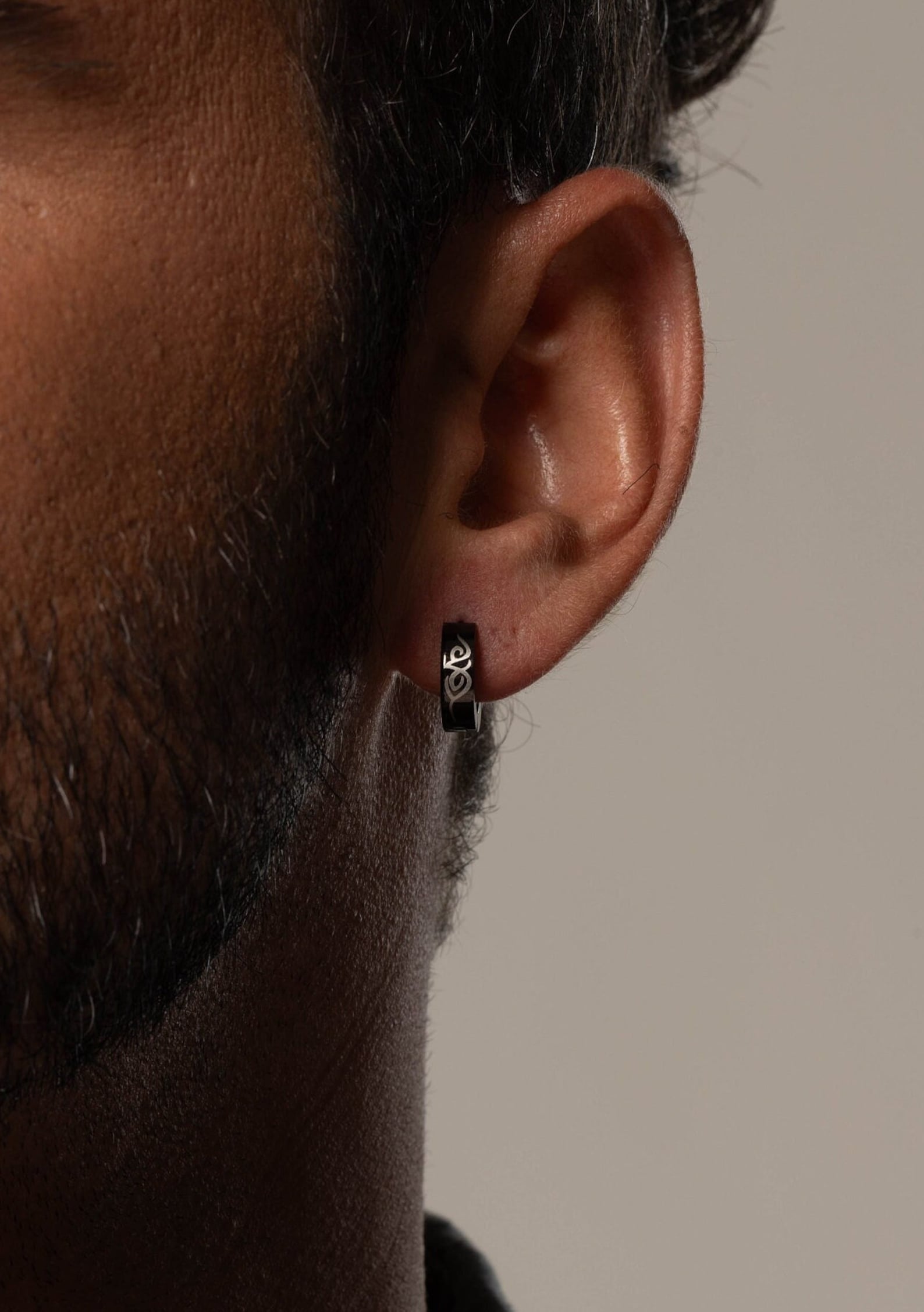 Black Plating Men's Hoop Earrings, Blacken Hoop Earrings, Men's ...