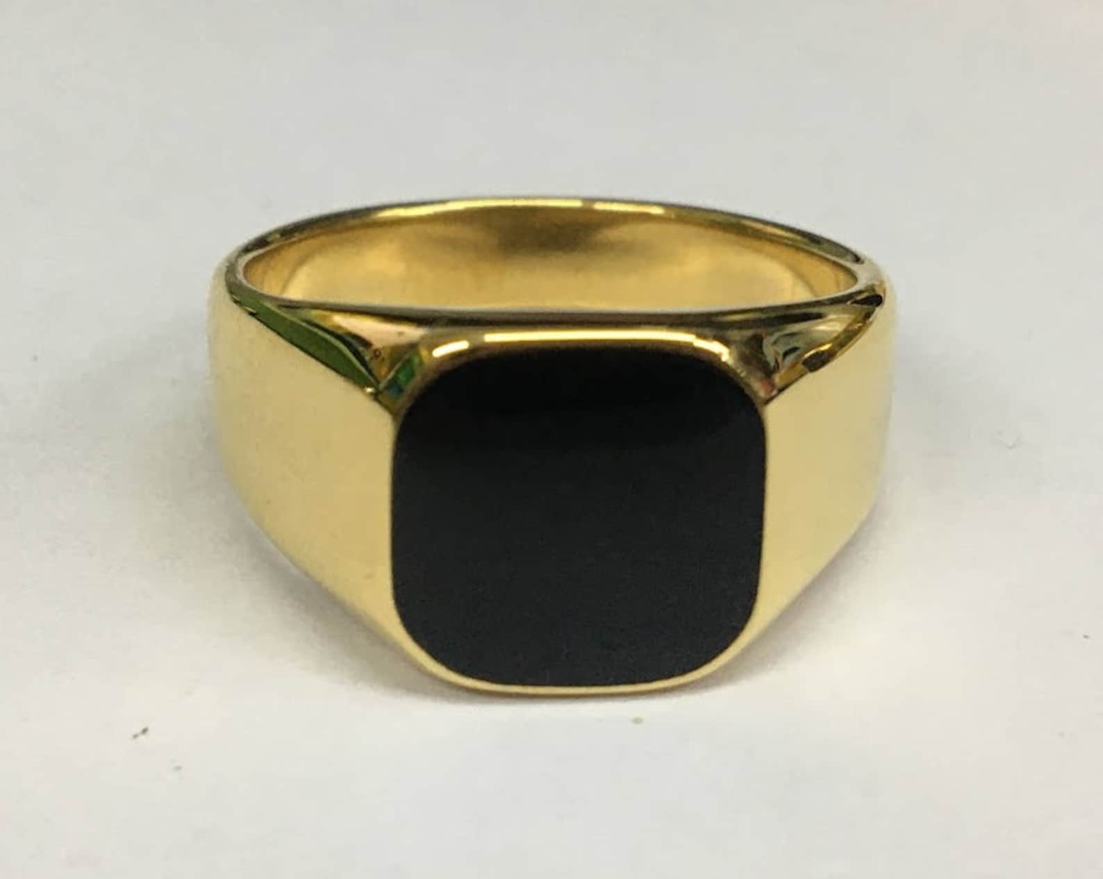 Men Black Onyx Ring, Onyx Signet Ring, Statement Ring, Onyx Square Ring ...