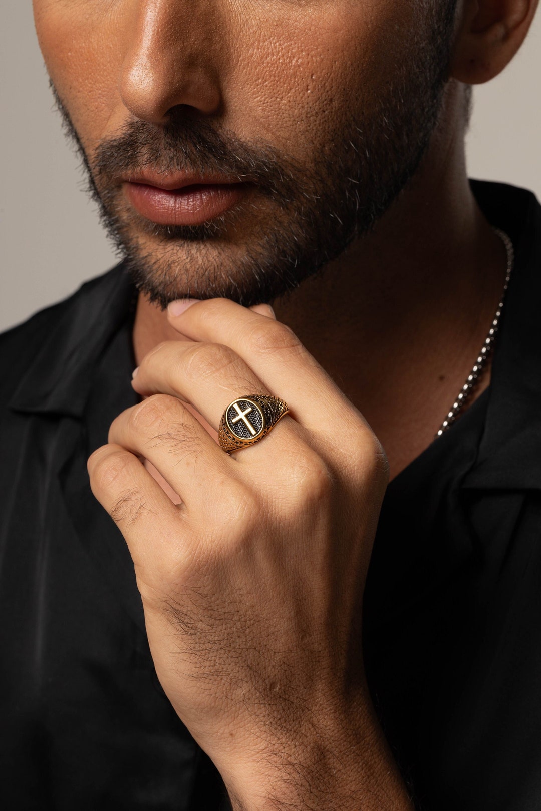 Cross Signet Rings for Men's, Cross Signet Stackable Statement Ring ...