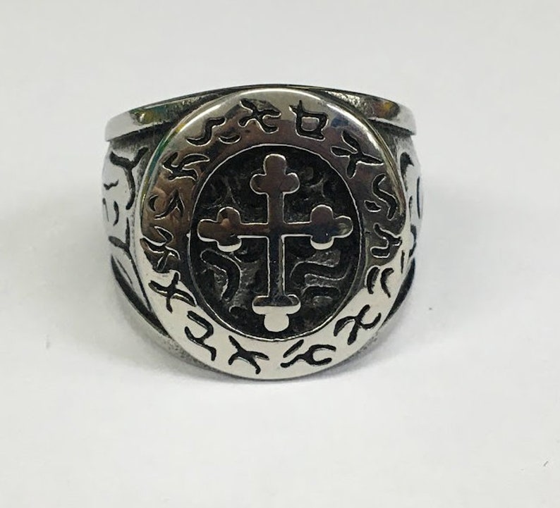 Christian Cross Symbol Signet Ring, Men’s Cross Ring, Cross Signet ...