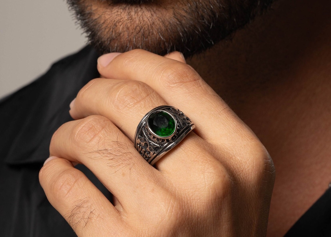United States Army Military Ring, US Army Men's Signet Ring, Green ...